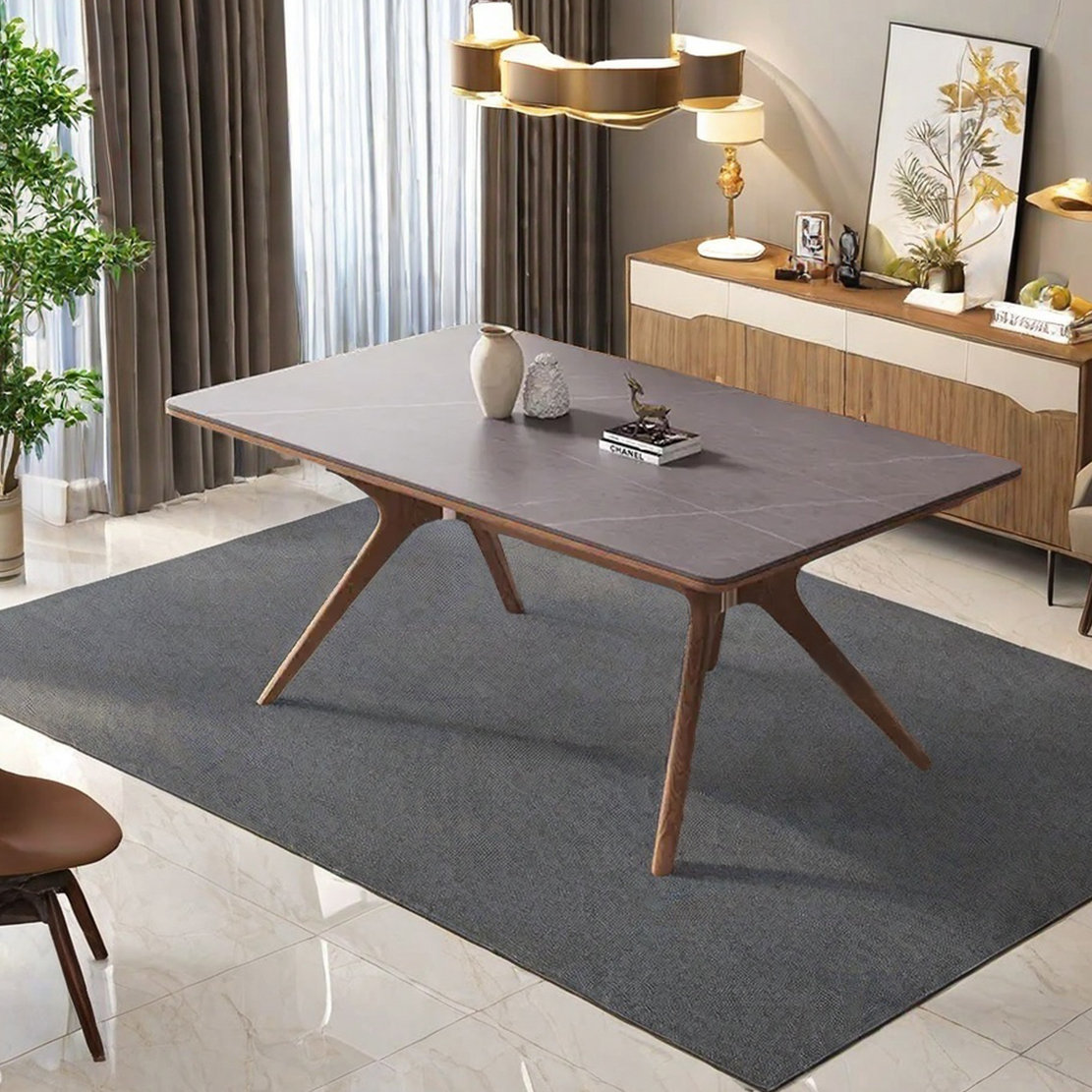 A Zoetic Home Ash Rectangular Rock Slab Dining Table | Wayfair