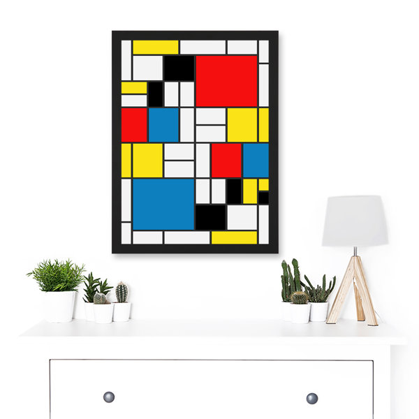 Ebern Designs Mondrian Abstract Cubes Squares by Piet Mondrian - Single ...