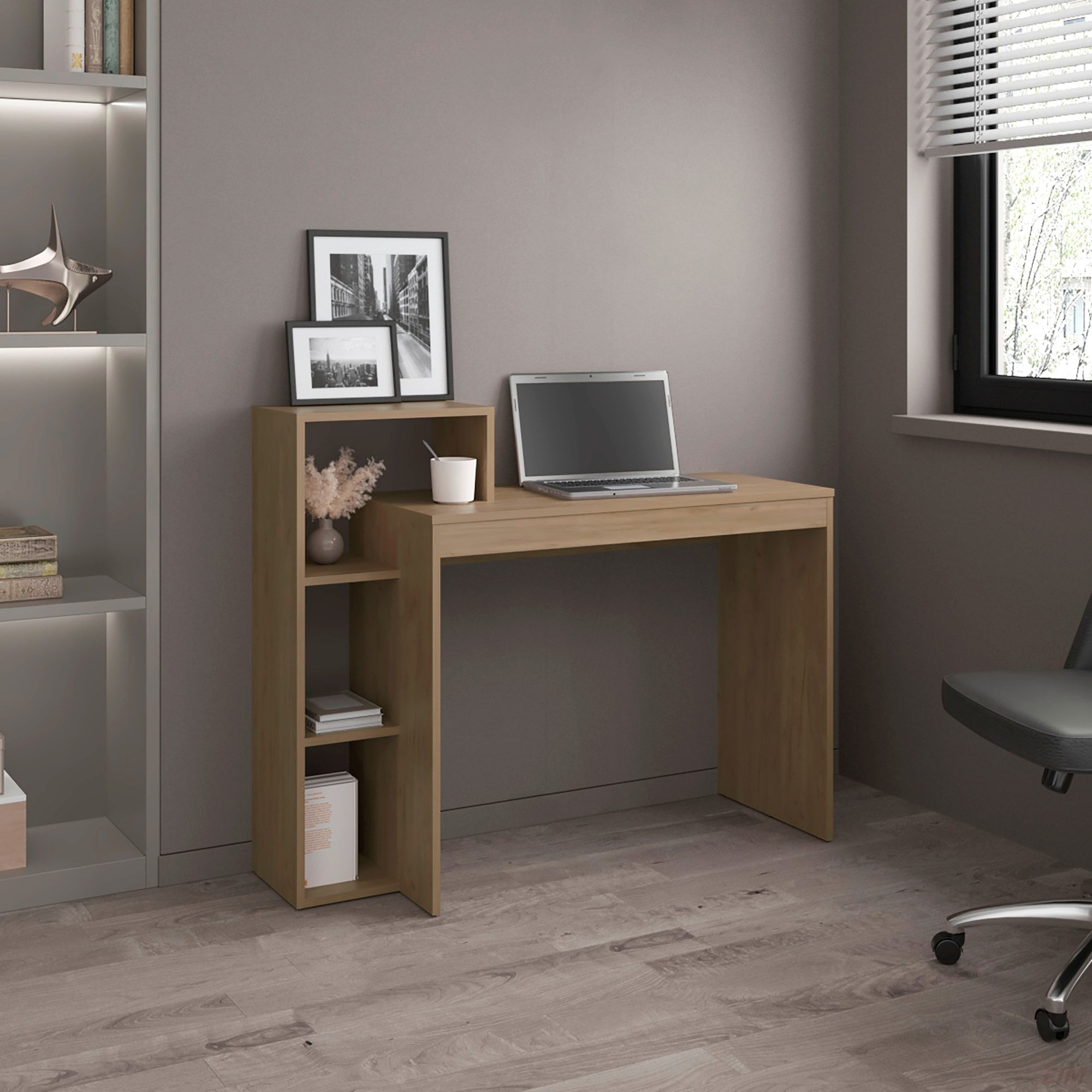 Ebern Designs Computer Desk, 3 Shelves (Desk) - Wayfair Canada