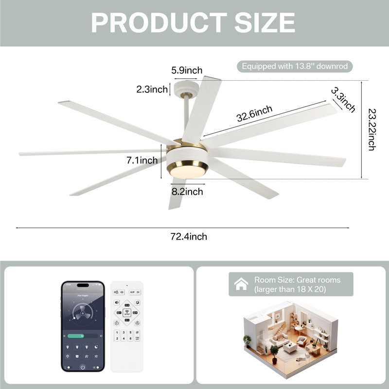 Mercer41 Esme 72'' Ceiling Fan with LED Lights "& Reviews" | Wayfair