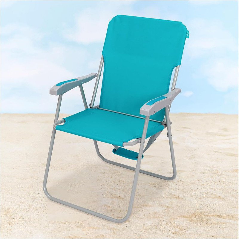 Rosecliff Heights Folding Beach Chair with Shoulder Straps, High Back ...