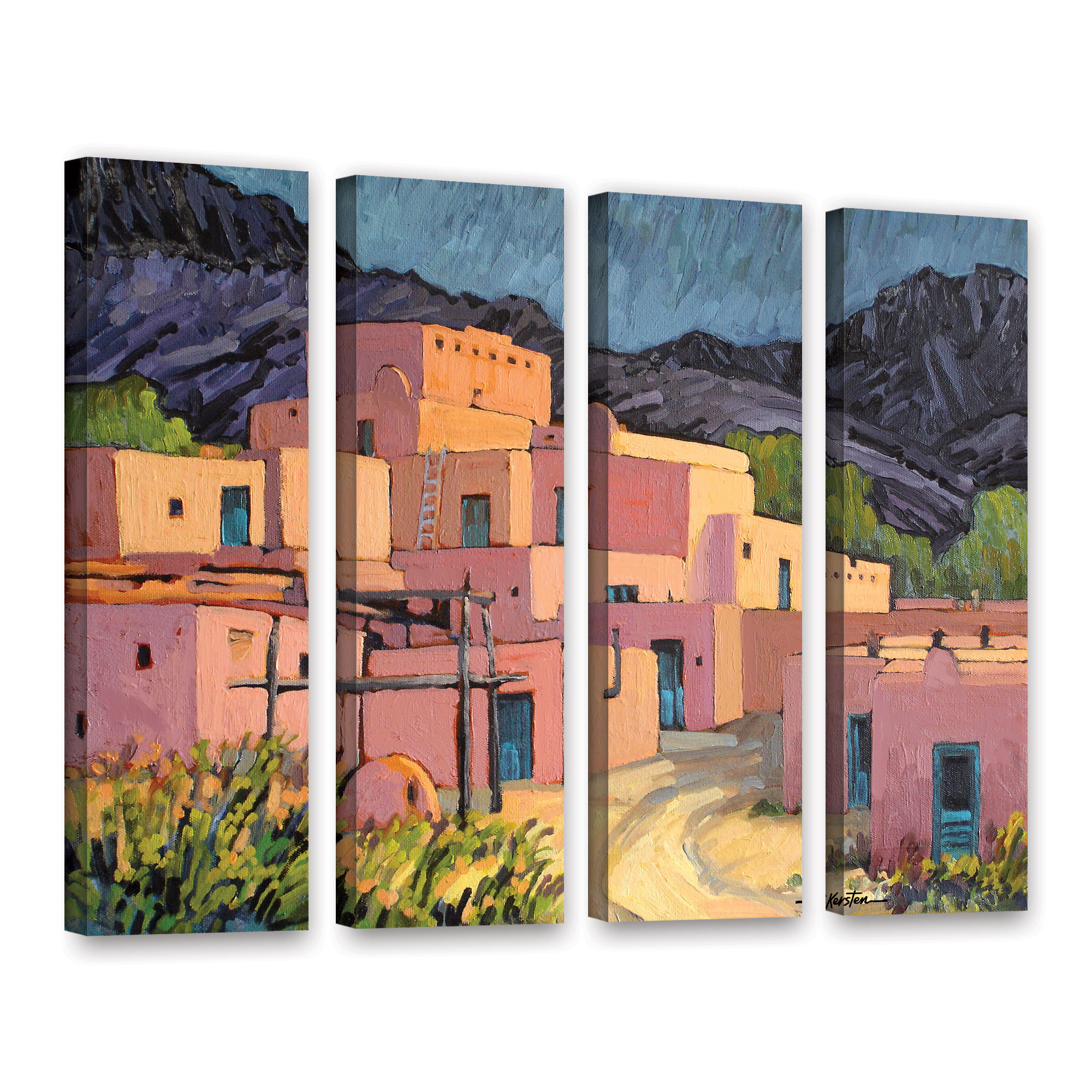 ArtWall Taos Pueblo by Rick Kersten 4 Piece Painting Print on Wrapped ...