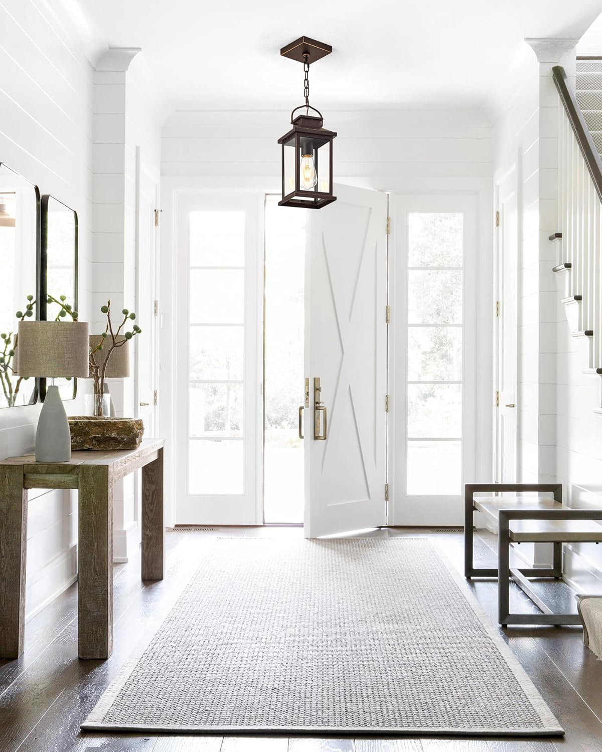 Winston Porter Outdoor Pendant Light Fixture, Oil Rubbed Bronze With ...