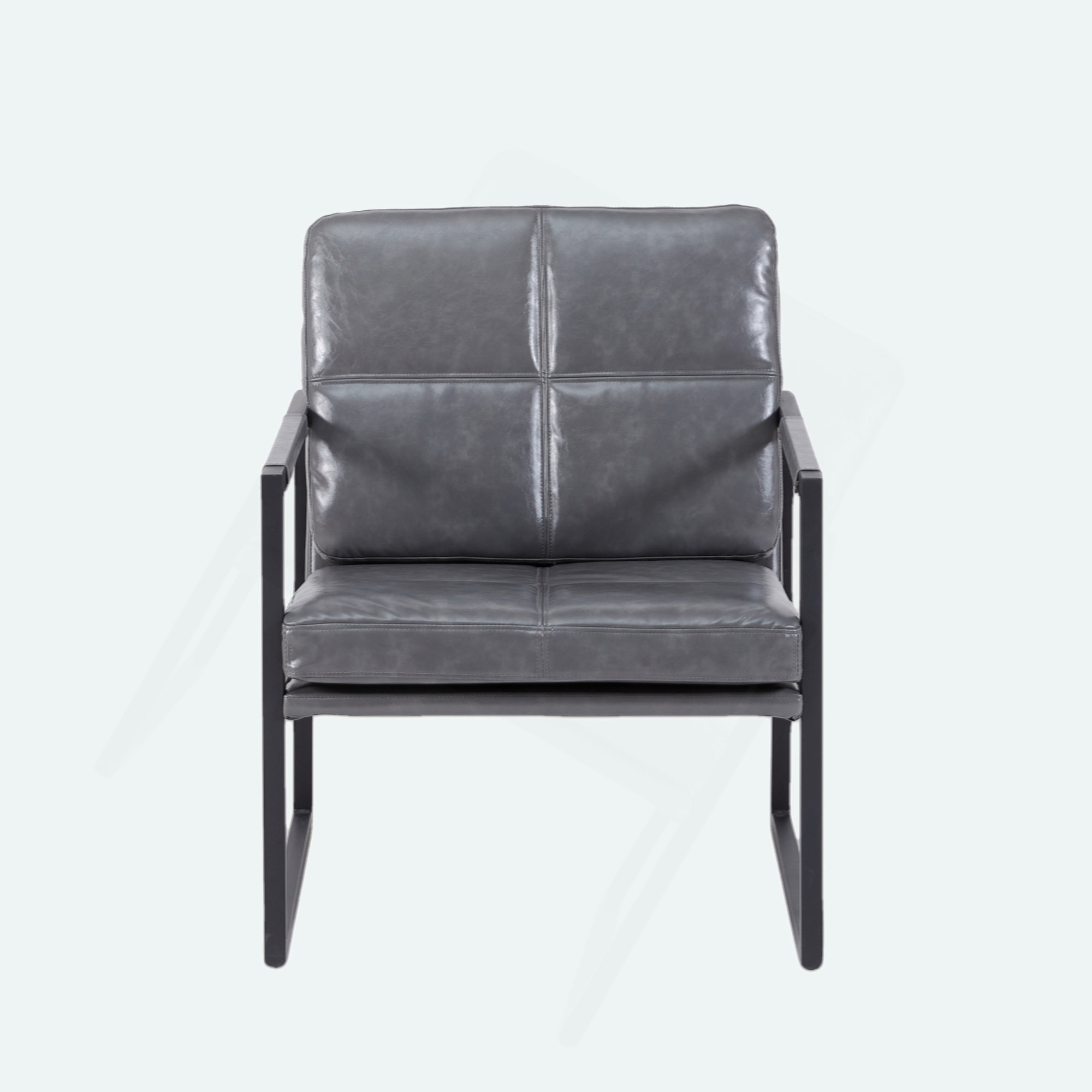 George Oliver PU Leather Leisure Black Metal Frame Chair For Living ...