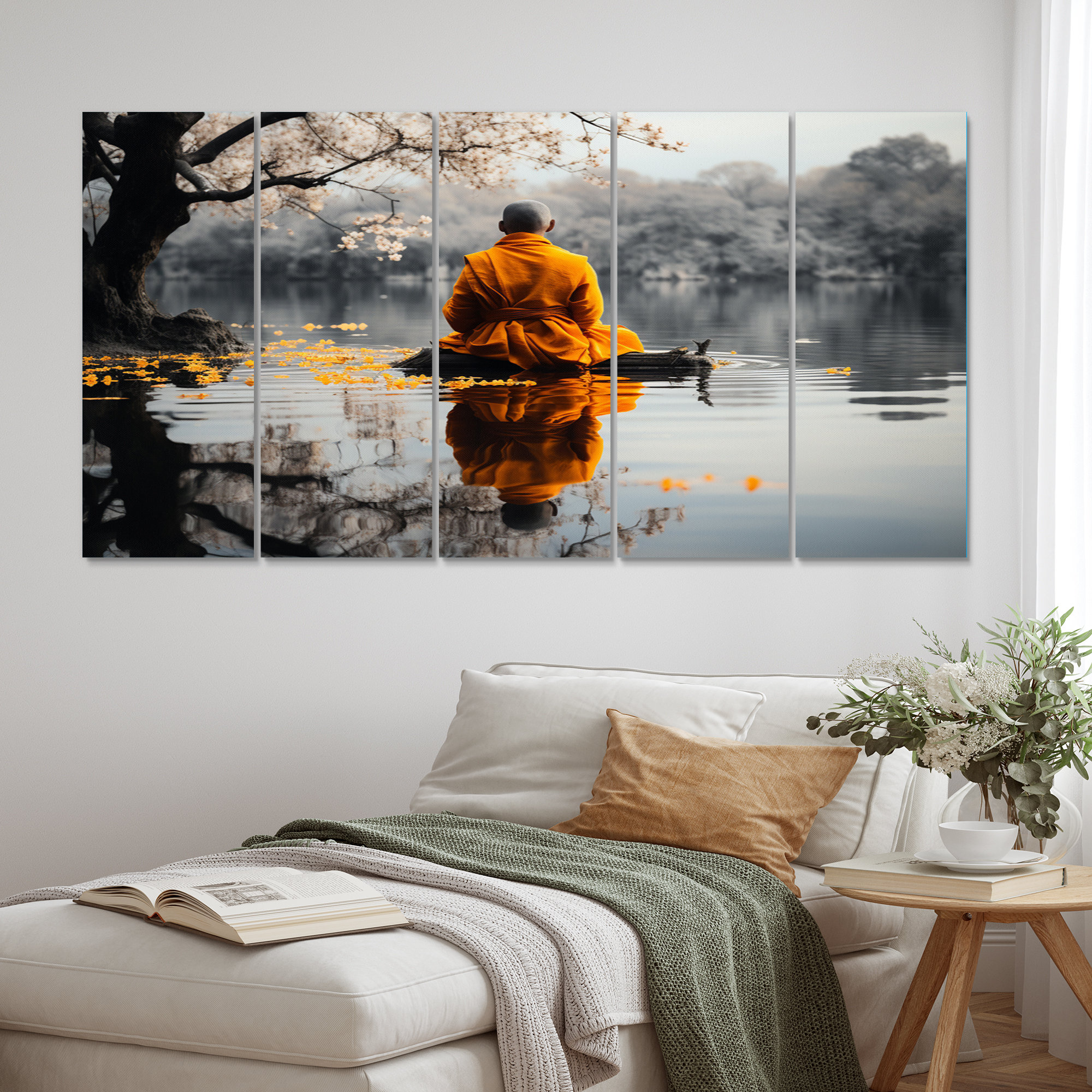 Winston Porter Thai Monk Silent Reflection On Canvas 5 Pieces Print ...