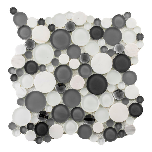 Andova Fizzle Marble and Glass Bubble Mosaic Kitchen Backsplash ...