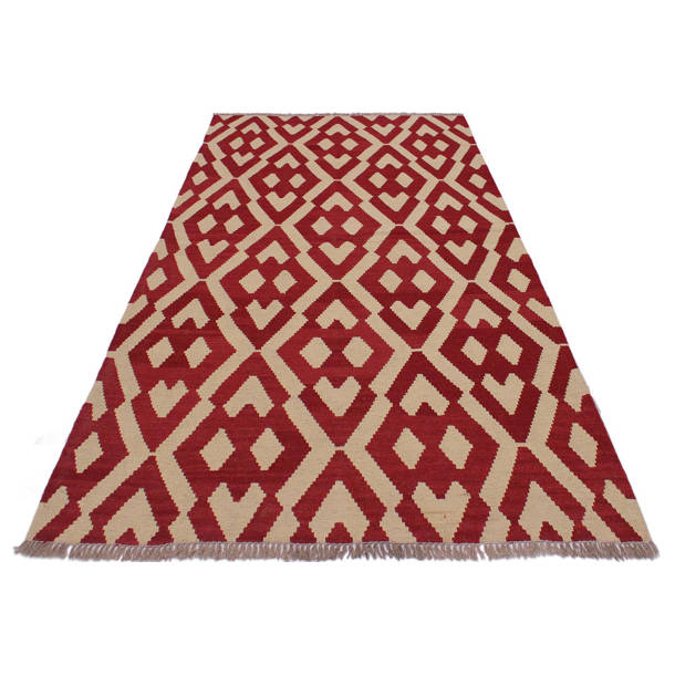 Isabelline Madee Geometric Handmade Rectangle 5'4" x 6'7" Wool Area Rug ...