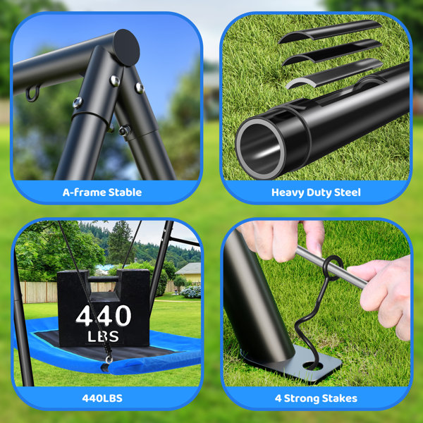 Klo Kick Metal Swing Set With 60" Skycurve Swing | Wayfair