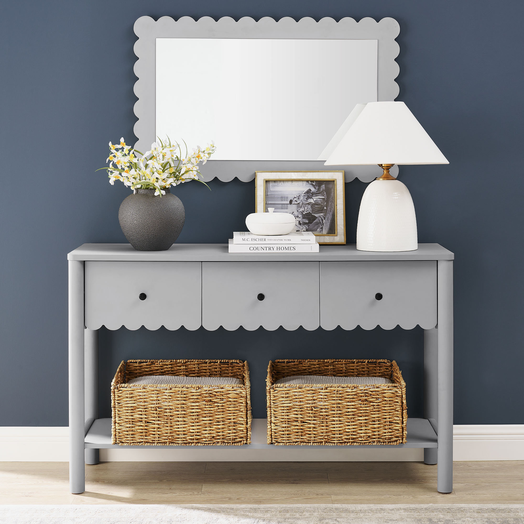 Modway Emmeline 3-Drawer Scalloped Console Table In White - Wayfair Canada