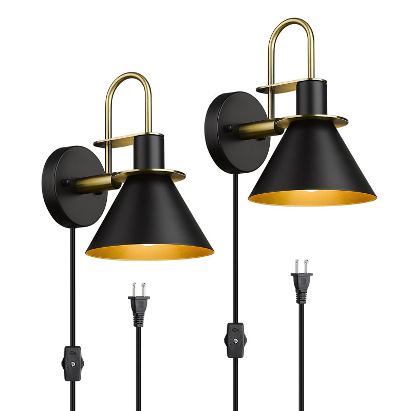 Mercer41 Niamarie Steel Plug-in Armed Sconce | Wayfair