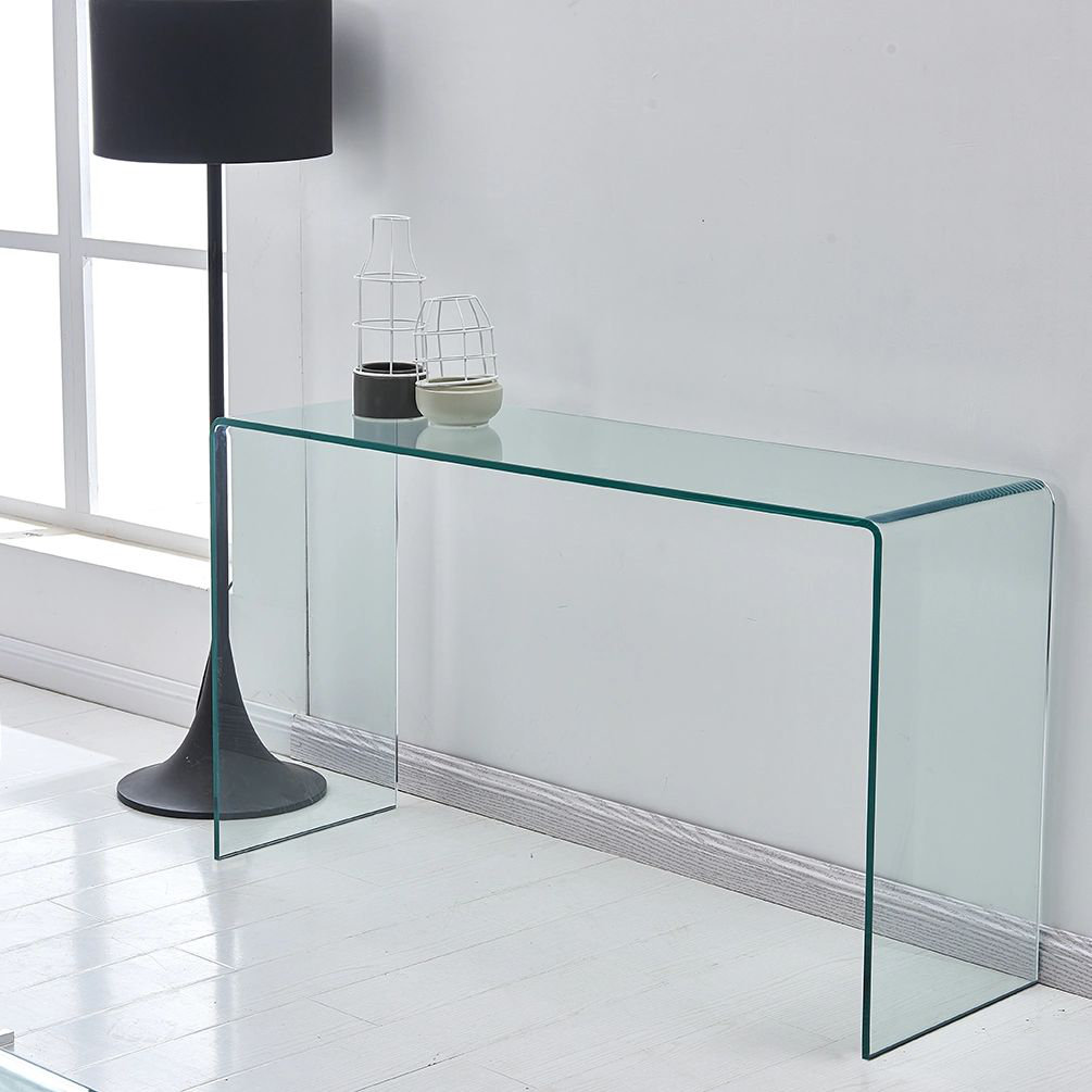 Brayden Studio® Transparent Glass Console Table Transparent Clear Sofa ...