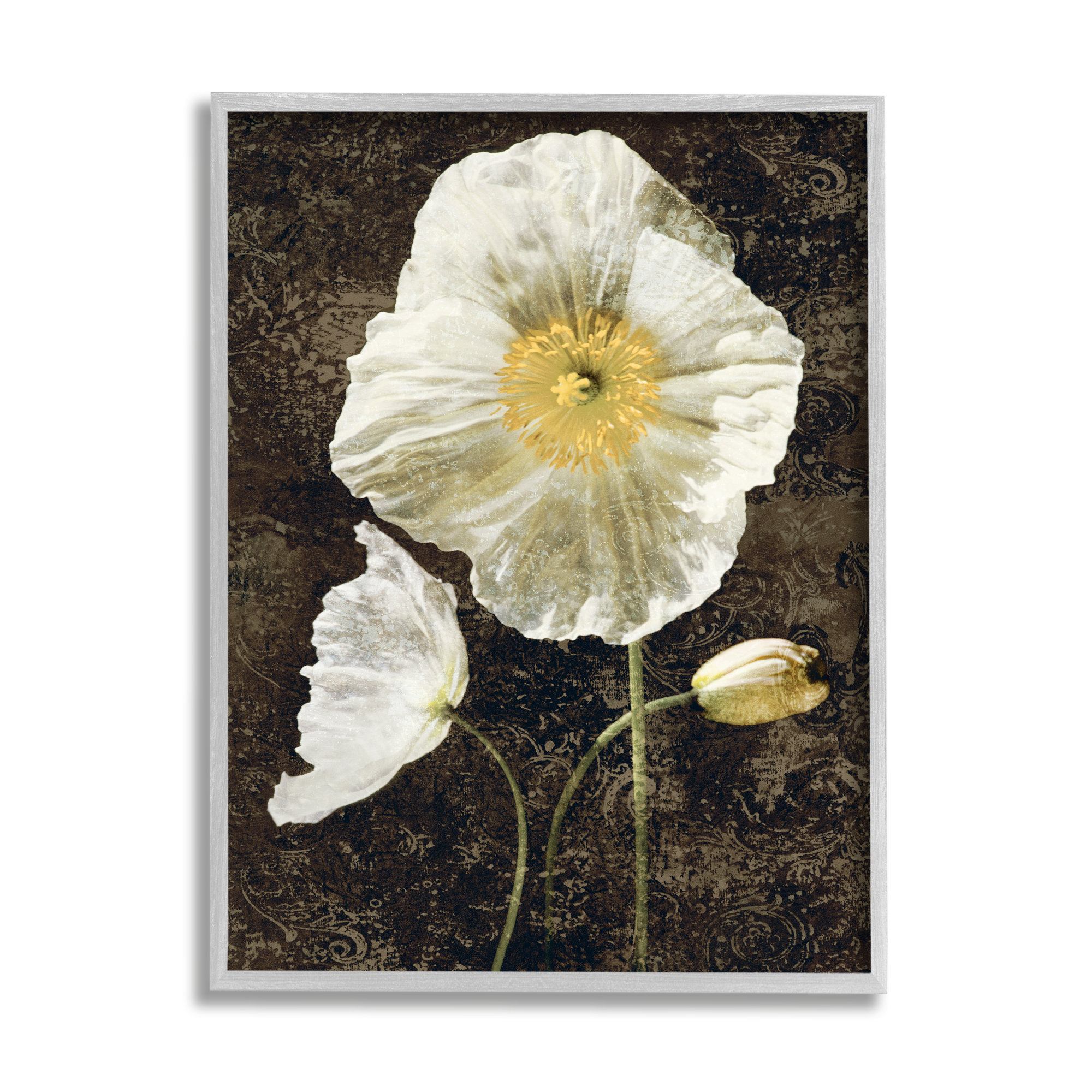 Stupell Industries Rustic White Poppies Framed On Wood by John Seba ...