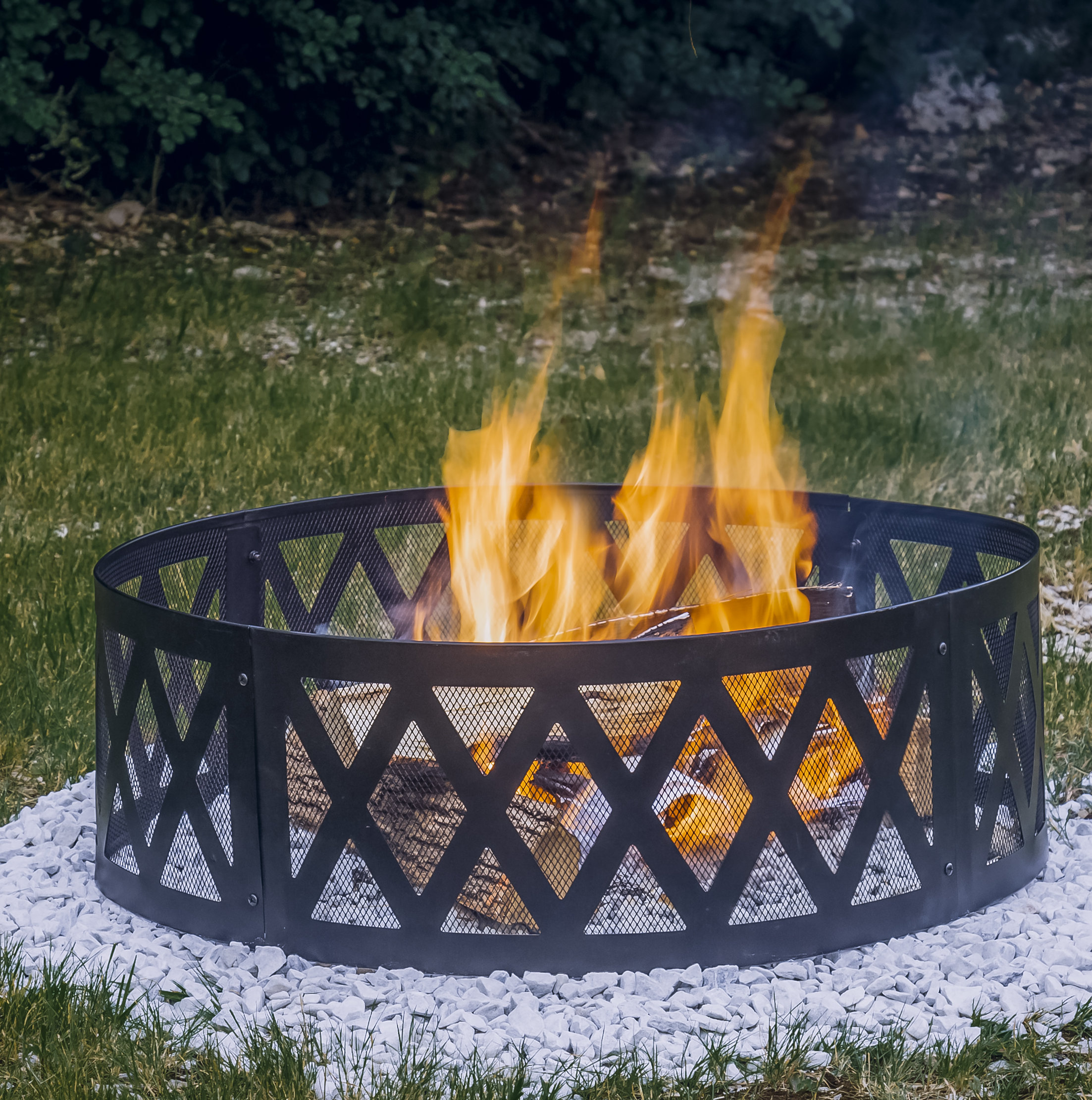 Ebern Designs Tyle Lattice Steel Wood Burning Fire Ring & Reviews ...