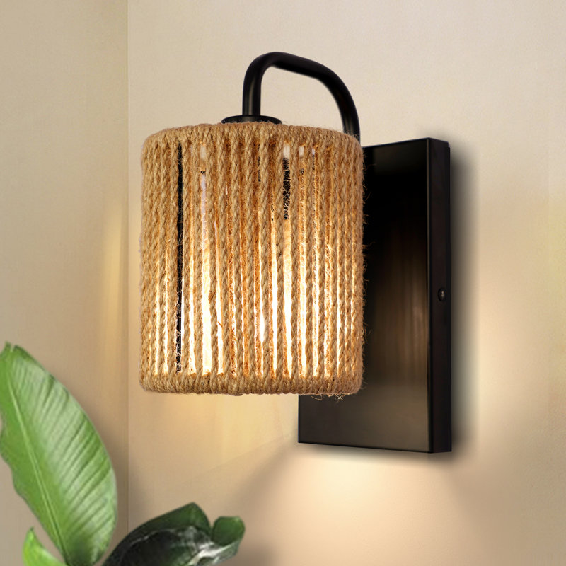 COAHAHA Woven Rattan Wall Sconce, Eco-Friendly Hemp Rope Fixture, Ideal ...