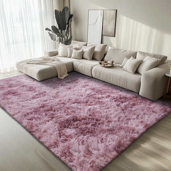GERBIT 1pcTie-dyed Pink Plush Soft Area Rug, Modern Luxury Plush Carpet ...