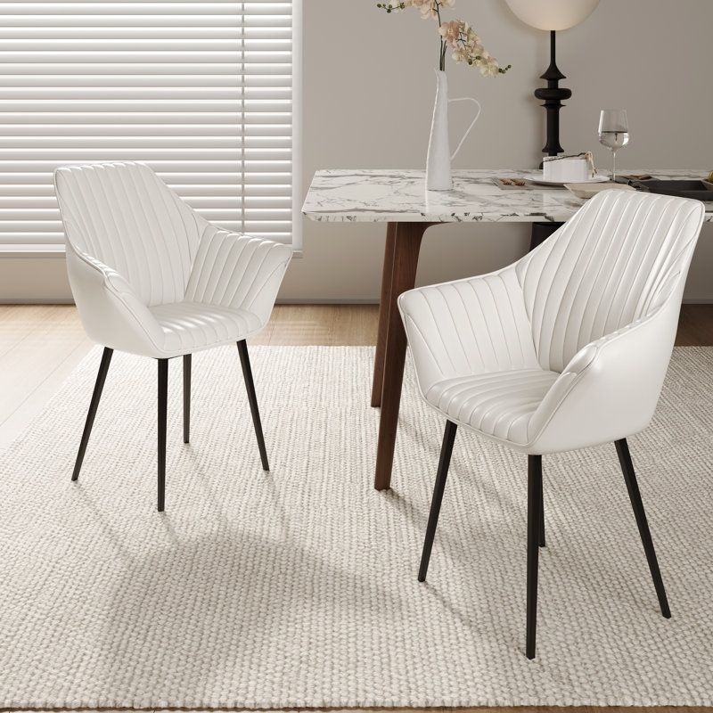 George Oliver Sanira Faux Leather Upholstered Modern Dining Chairs ...