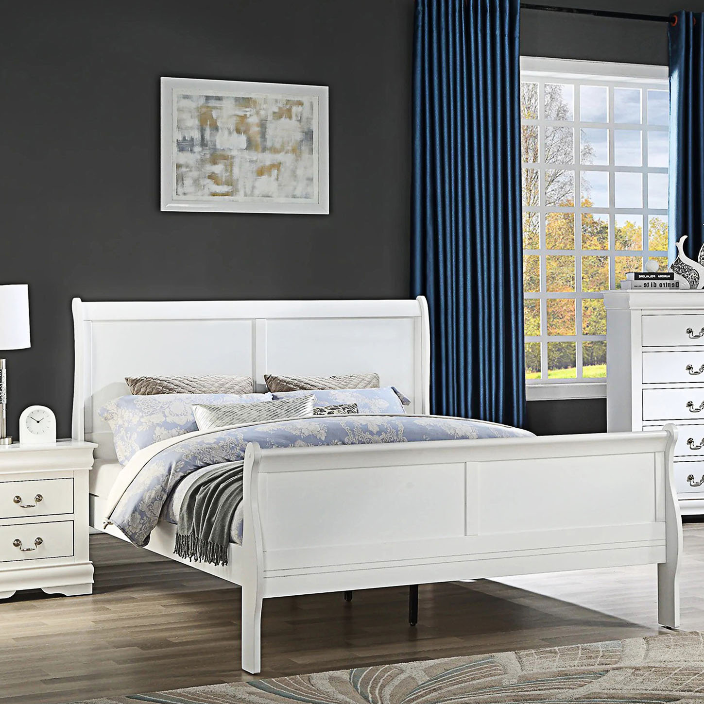 Alcott Hill Classic Upholstered Panel Sleigh Bed Design Bed, Open Frame ...