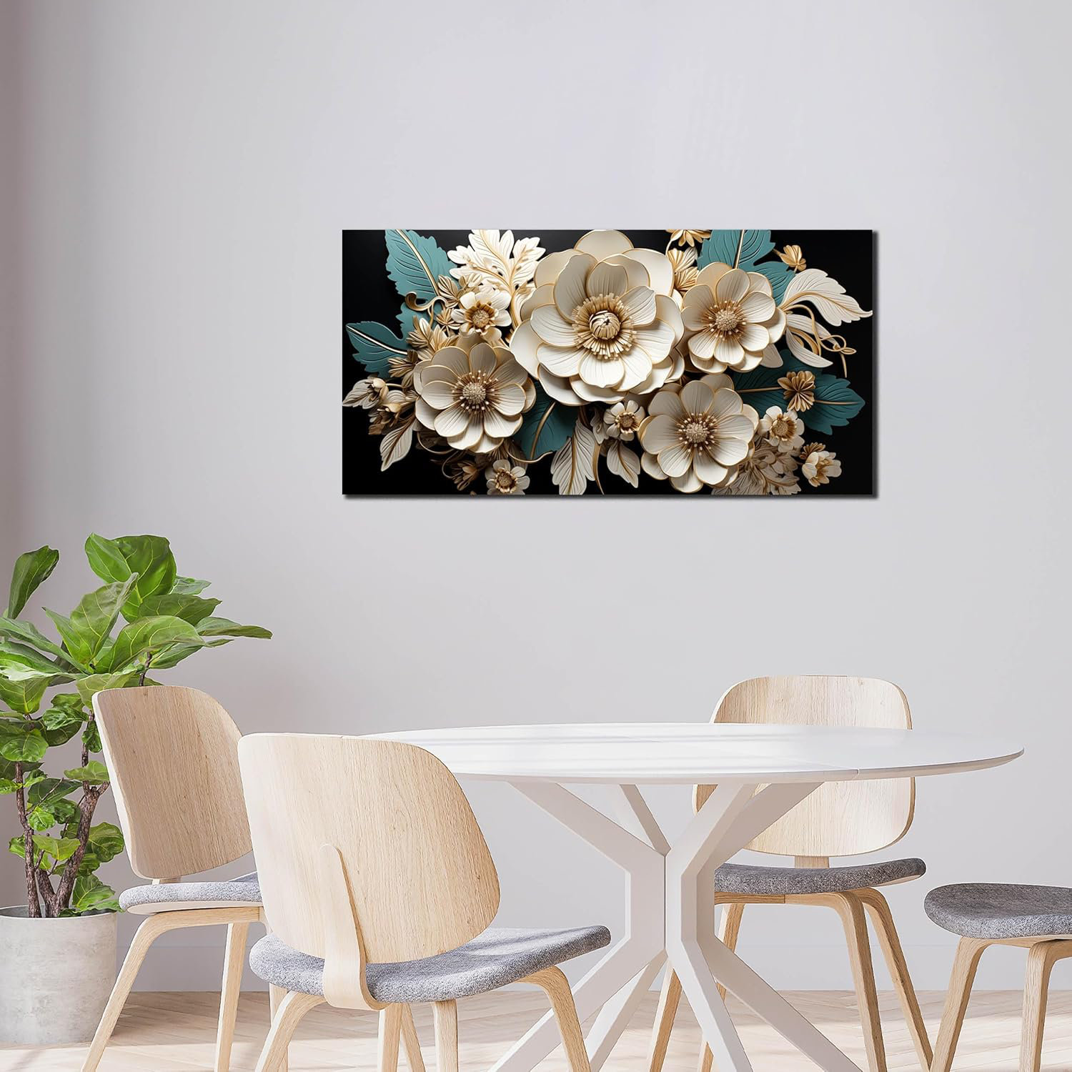 Lark Manor Art For Living Room Bedroom Home Office White Flower Picture ...