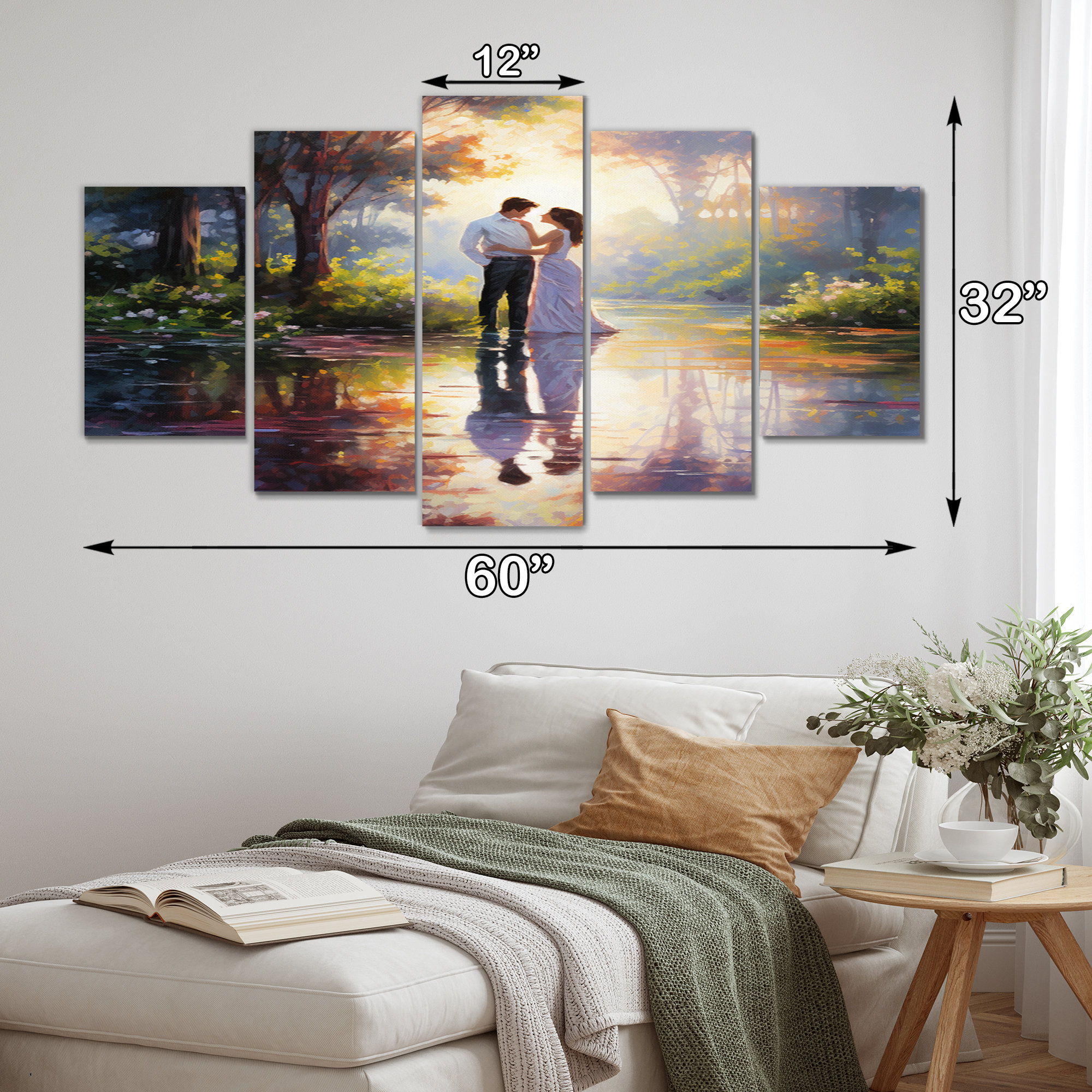 Red Barrel Studio® Romantic Couple Landscape Loves Reflections - Romantic Landscape Canvas Print ...