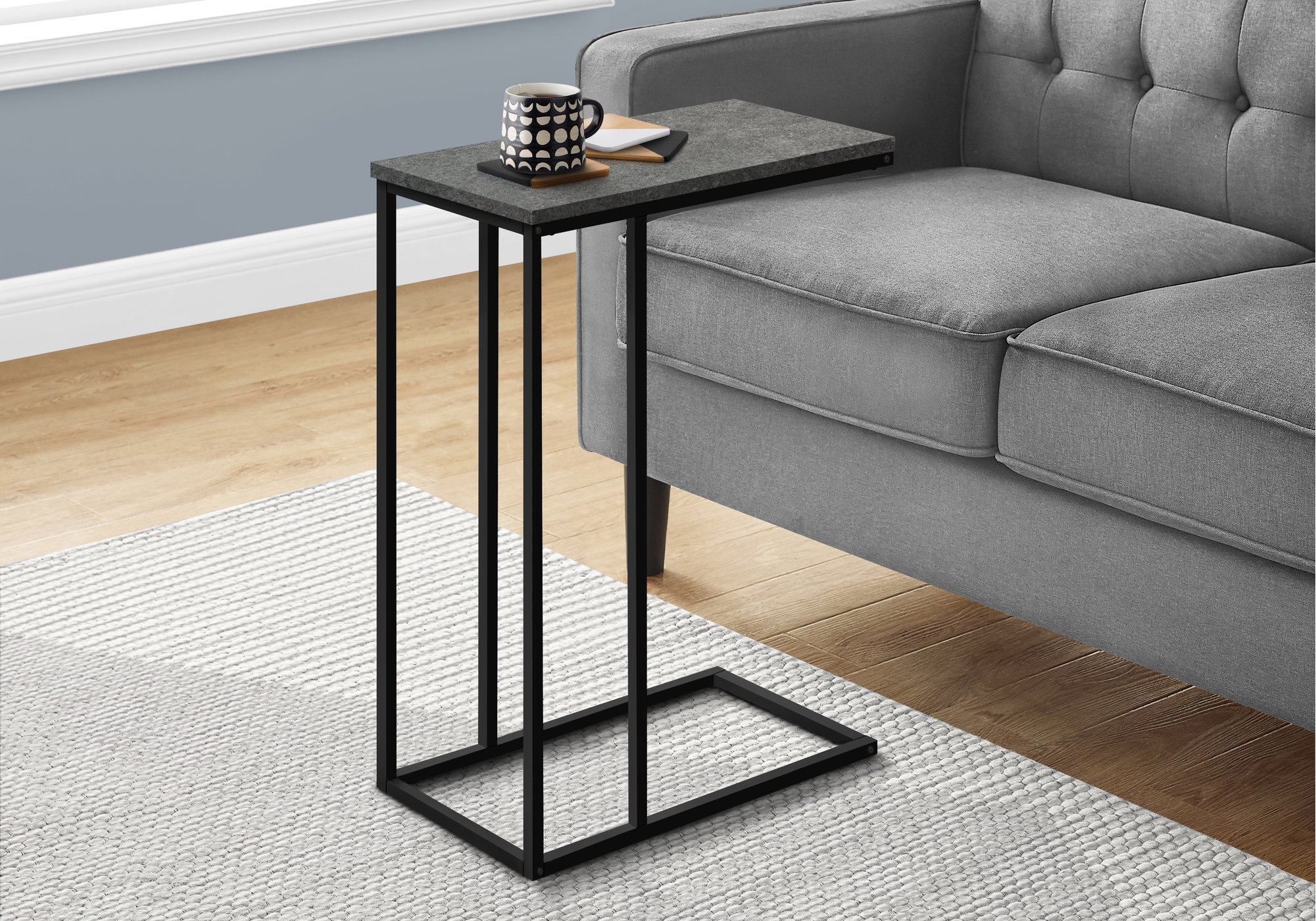 17 Stories End Table, Modern Accent Table, Living Room C-Shaped Side ...