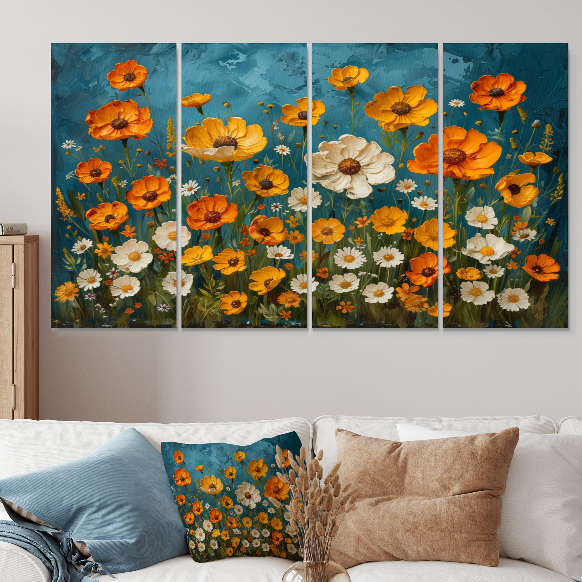 Lark Manor™ Yellow White Summer Meadow Marigolds II - Marigold Canvas ...