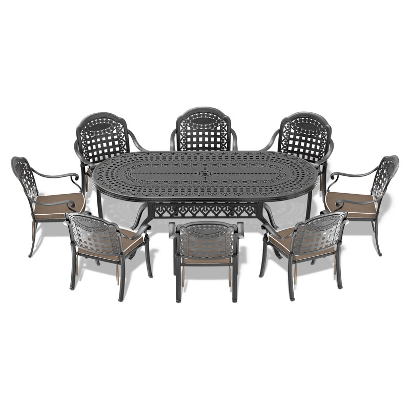Bloomsbury Market Anely 8 - Person Oval Outdoor Dining Set with ...