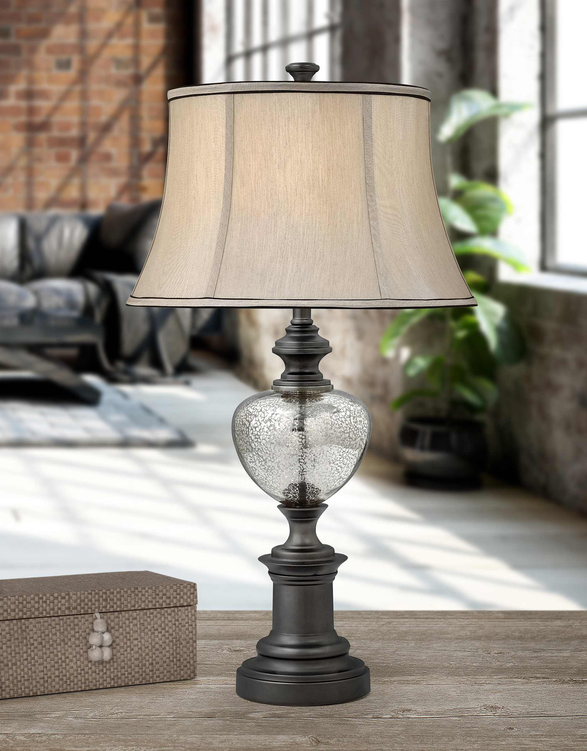 Medallion Lighting Acerra 30" Gunmetal and Mercury Glass Table Lamp ...