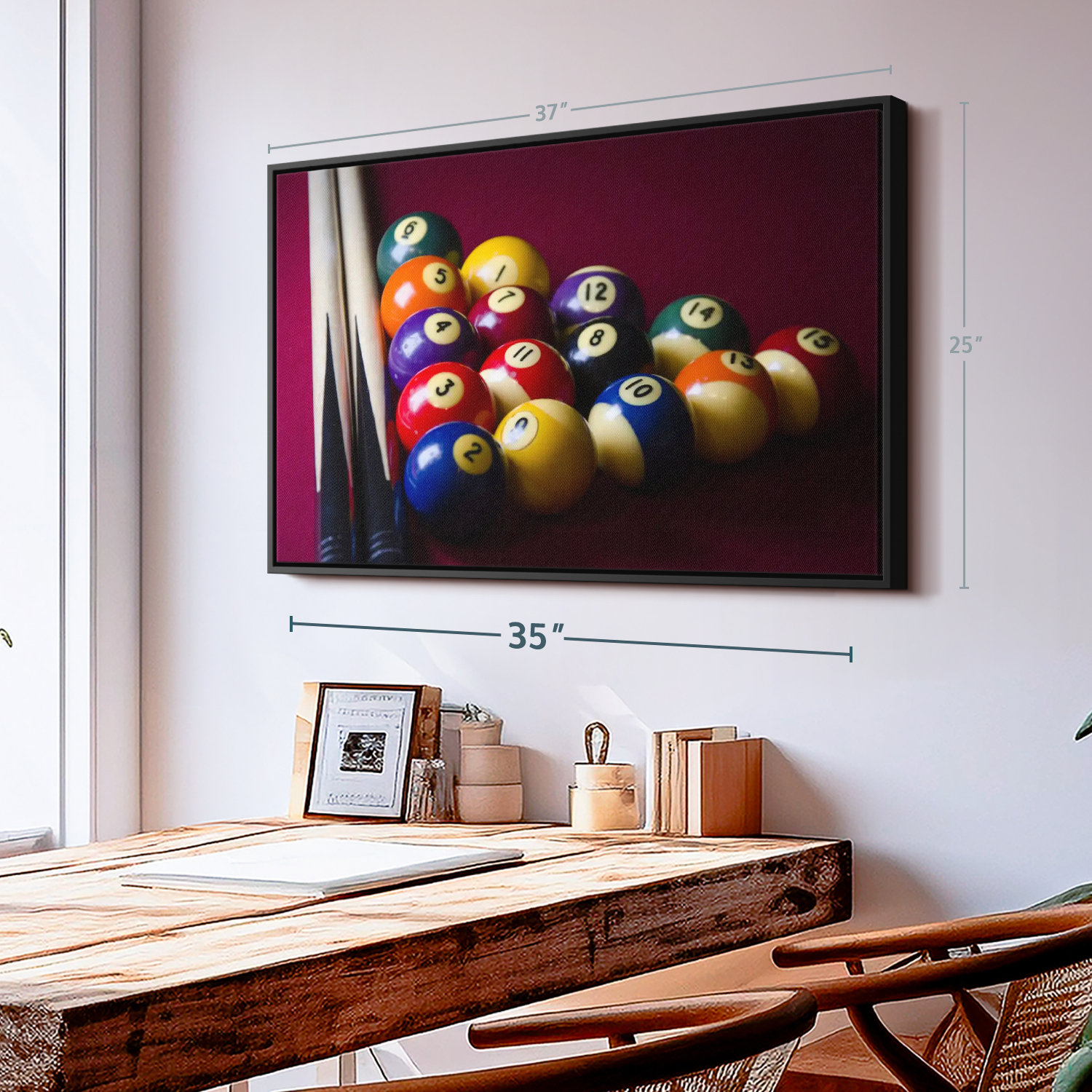 Ebern Designs Red Pool Table Canvas Print | Wayfair