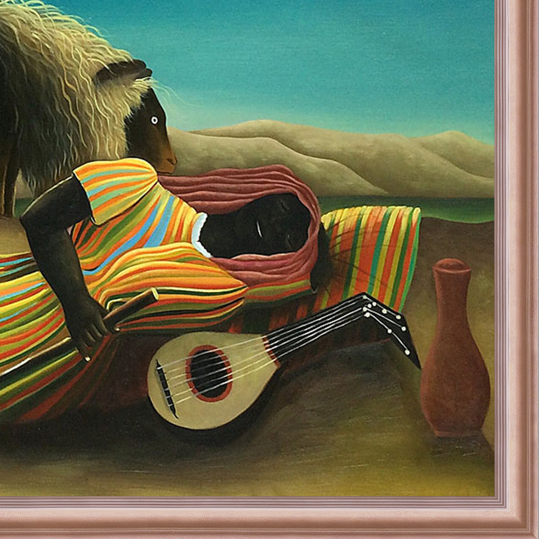 Overstock Art The Sleeping Gypsy Framed On Canvas by Henri Rousseau ...