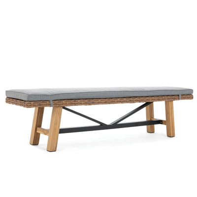 Winston Truss Solid Wood/Wicker Outdoor Bench with Sunbrella Cushions ...