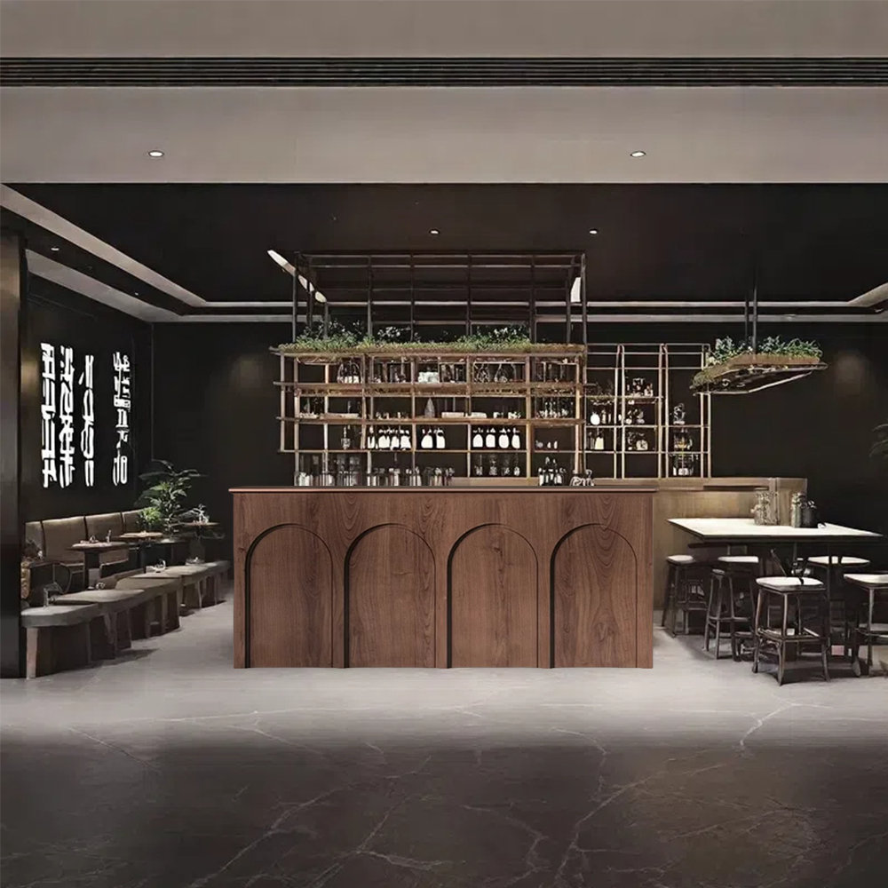 KPXU Bar Counter 78.74-Inch Front Desk Bar Counter in Country Style ...