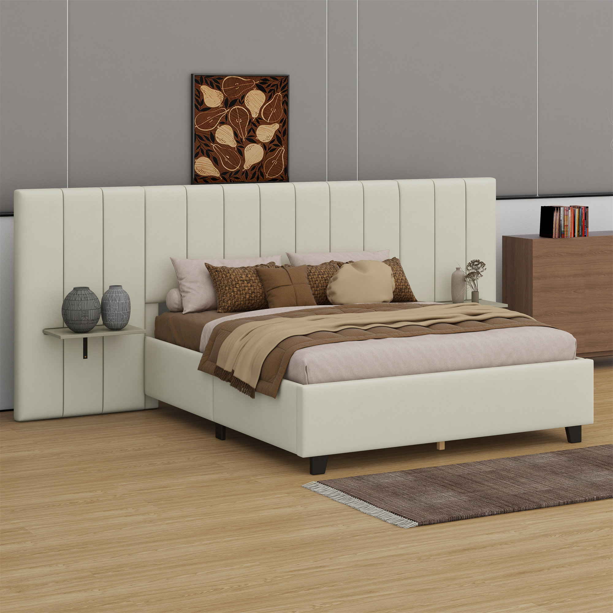 Mercer41 Upholstered Platform Bed With Big Headboard | Wayfair