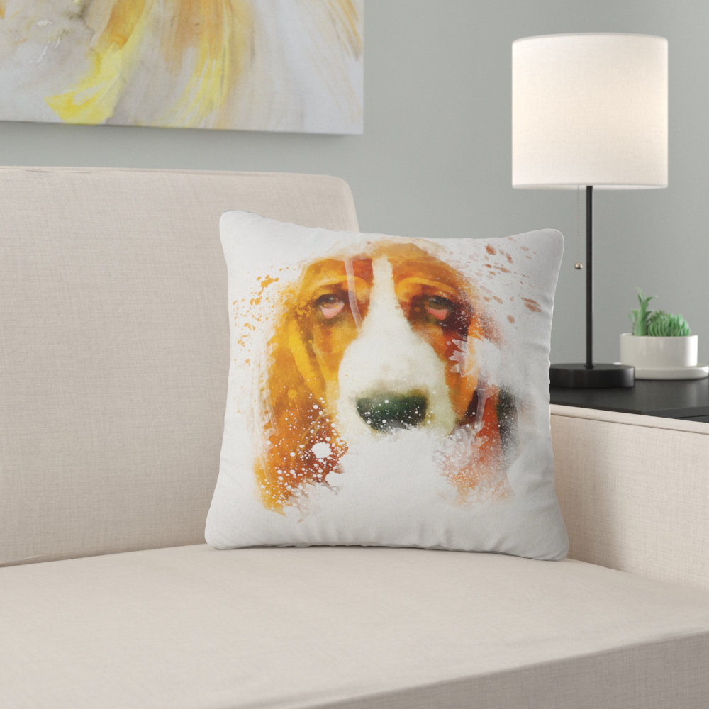 Design Art Sober Brown Dog Portrait - Animal Printed Pillow | Wayfair