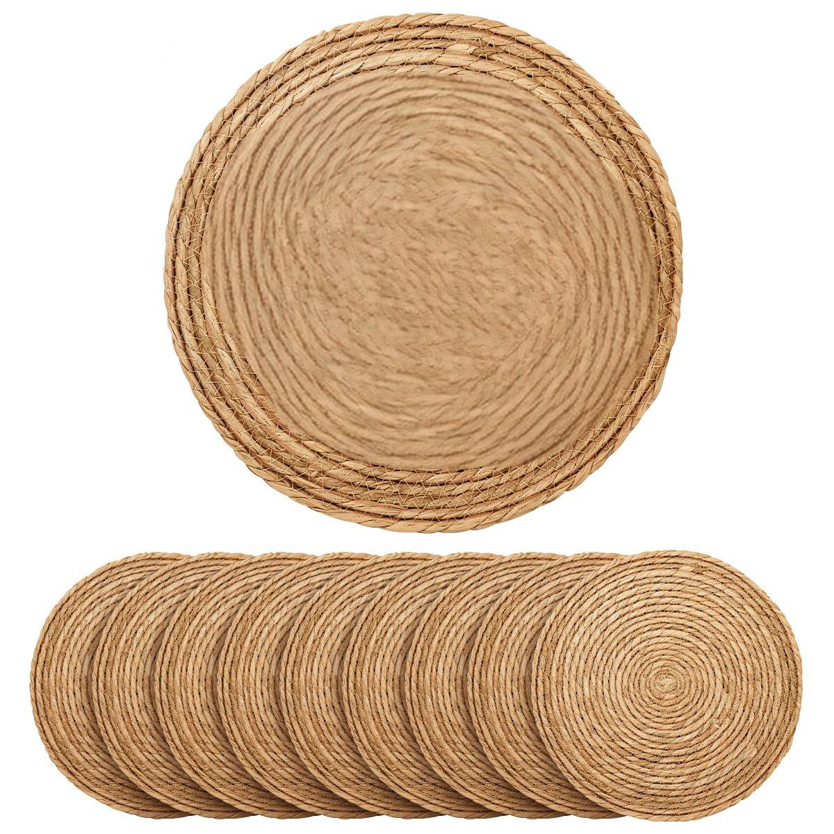 OUMIKEJI 13 In Round Woven Placemats Plate Chargers Set Of 10, Boho ...