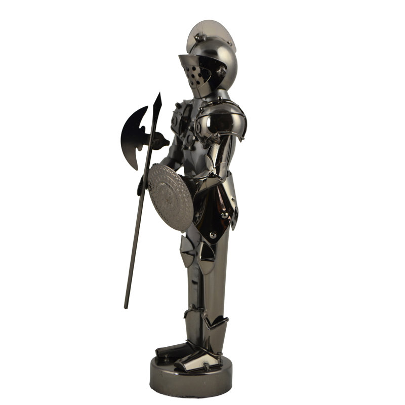 Three Star Im/Ex Inc. 11" Polished Metal Knight Statue Holding Battle ...