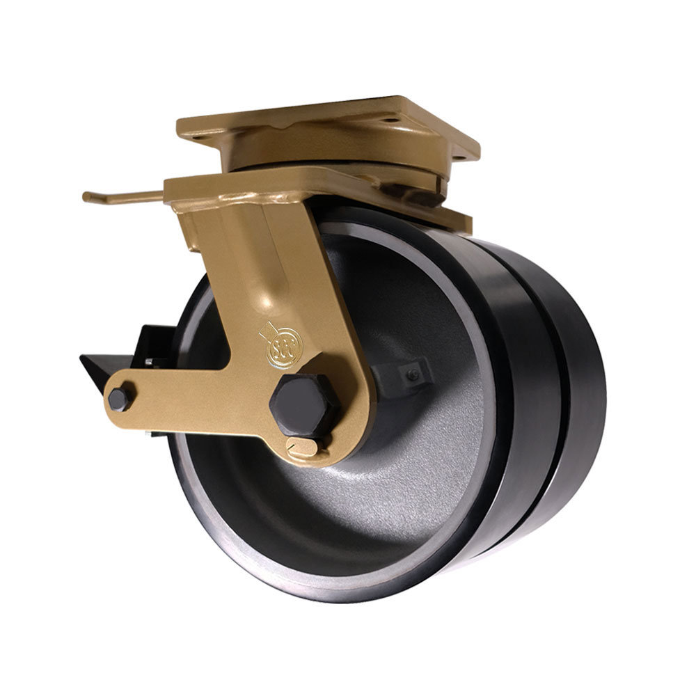 Service Caster 12 Inch Super Heavy Black Poly Dual Wheel Swivel Caster ...