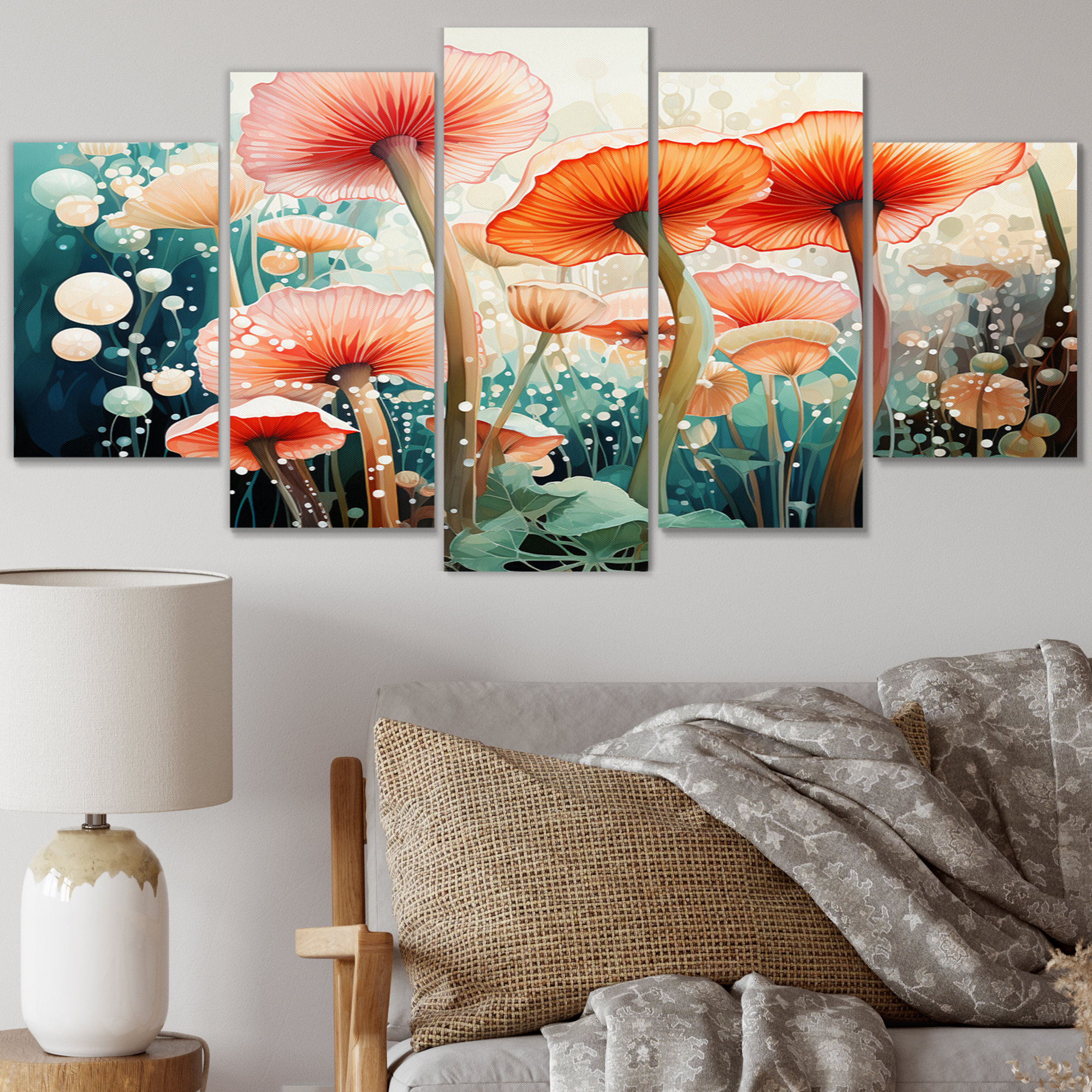 Latitude Run® Vegetable Coral Mushroom Pointillism Dot I - Farmhouse ...