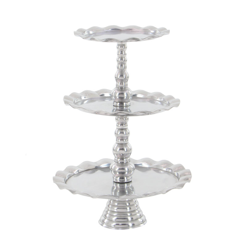 Charlton Home® Aluminum Metal 3 Level Silver Tiered Server & Reviews ...