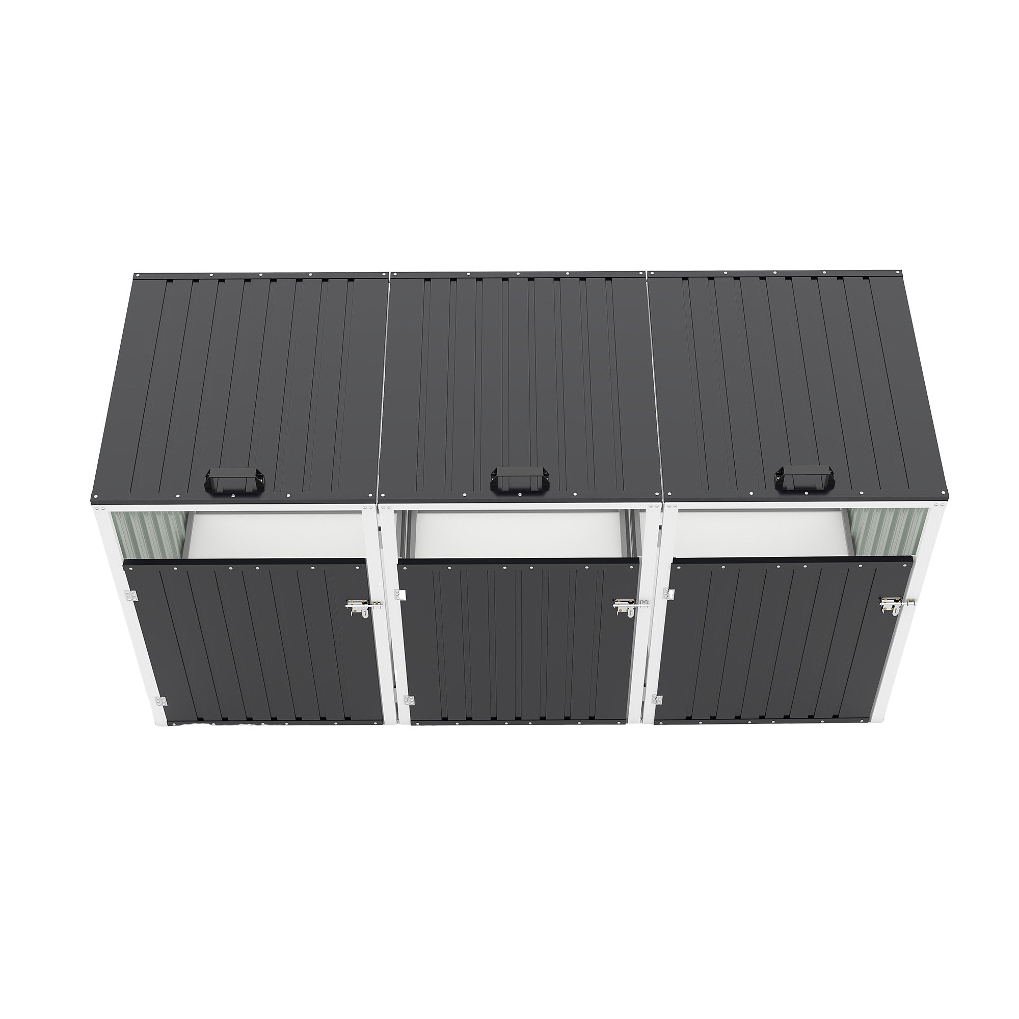 LOONGFIELD Garbage Bin Shed Stores 3 Trash Cans With Pneumatic Support ...