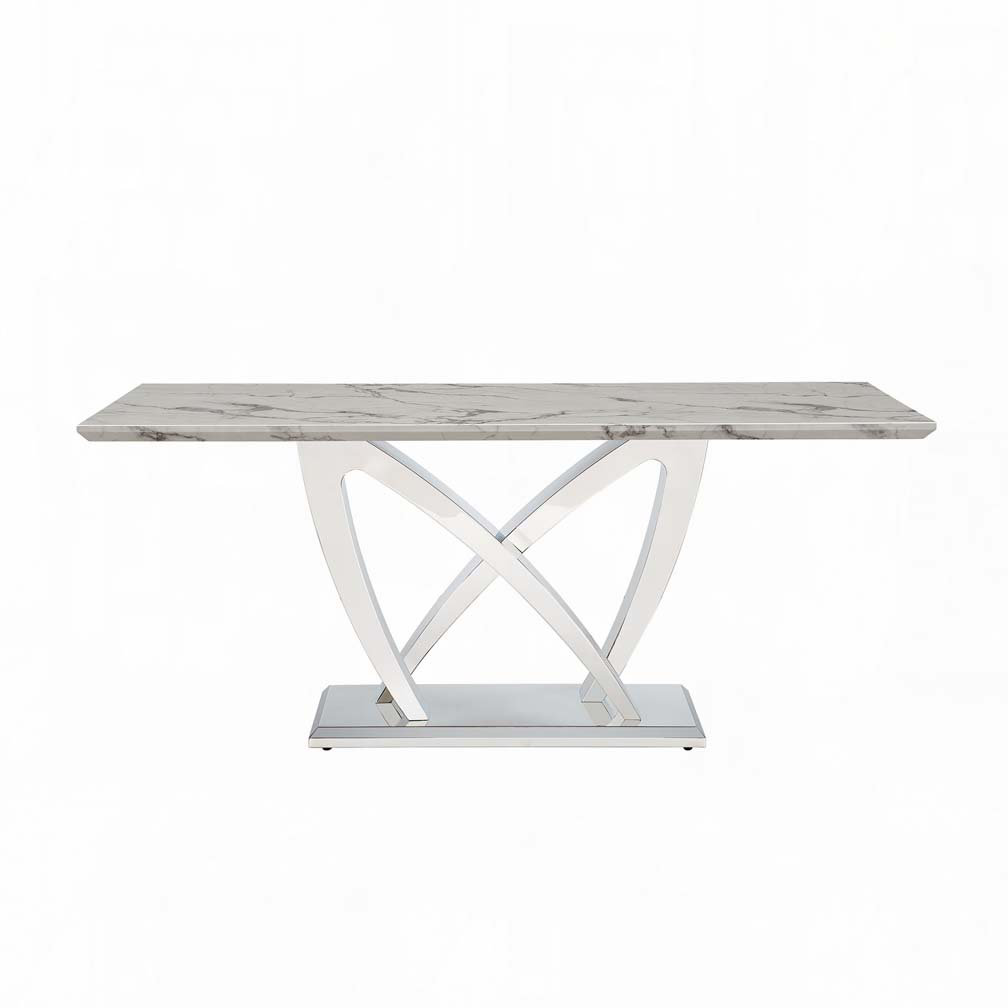 Latitude Run® Faux Marble Dining Table with Stainless Steel Base, for 6 ...