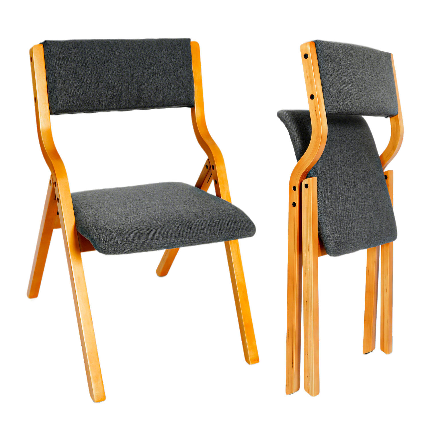 Latitude Run® Padded Foldable Chairs Set Of 2 With Solid Wood Frame ...