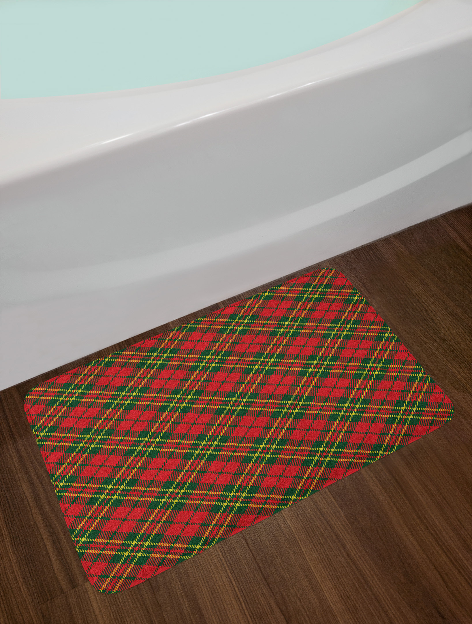 East Urban Home Checkered Bath Mat, Irish Tartan Plaid Motifs in ...