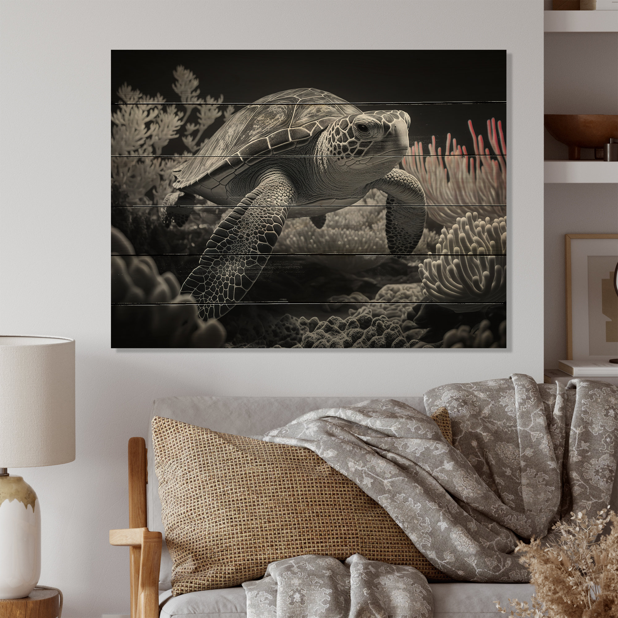 Breakwater Bay Black And White Deep Sea Turtle Black And White Deep Sea ...
