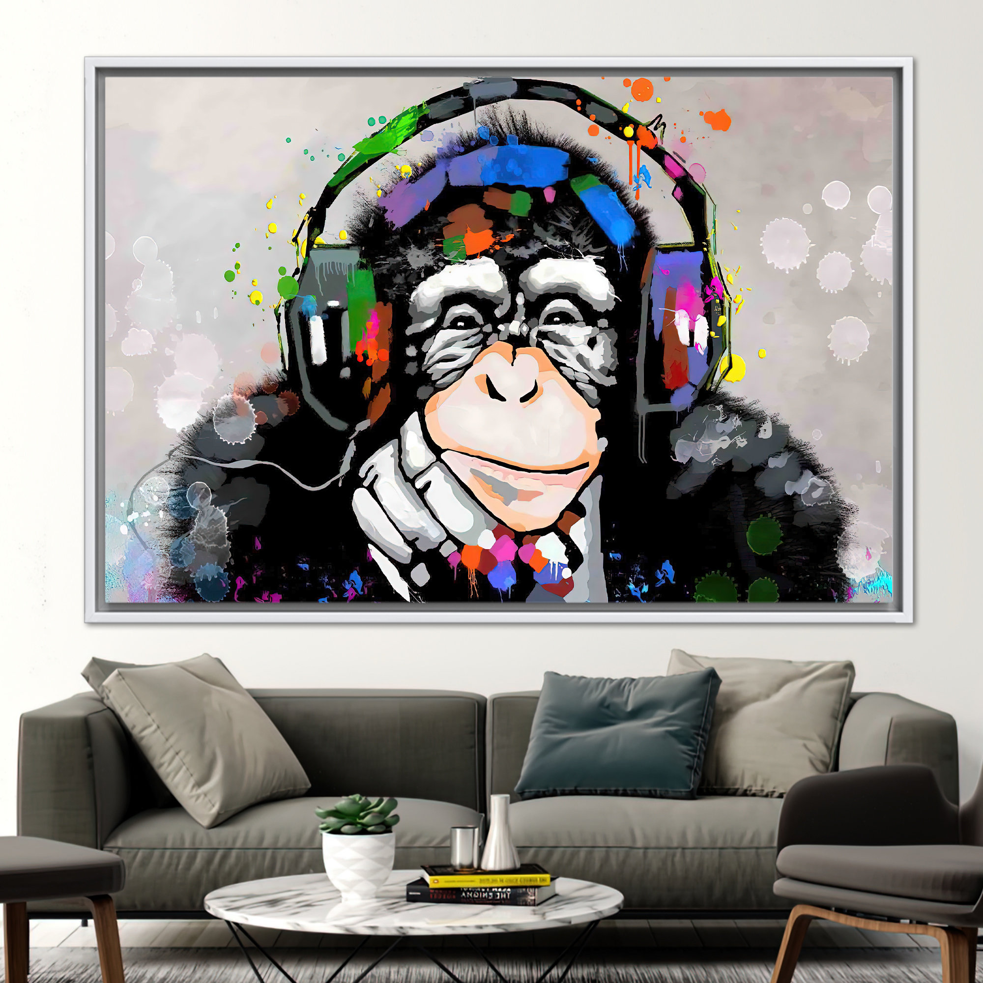 kayra export Thinking Monkey Wall Art, Dj Monkey Art, Music Lover ...