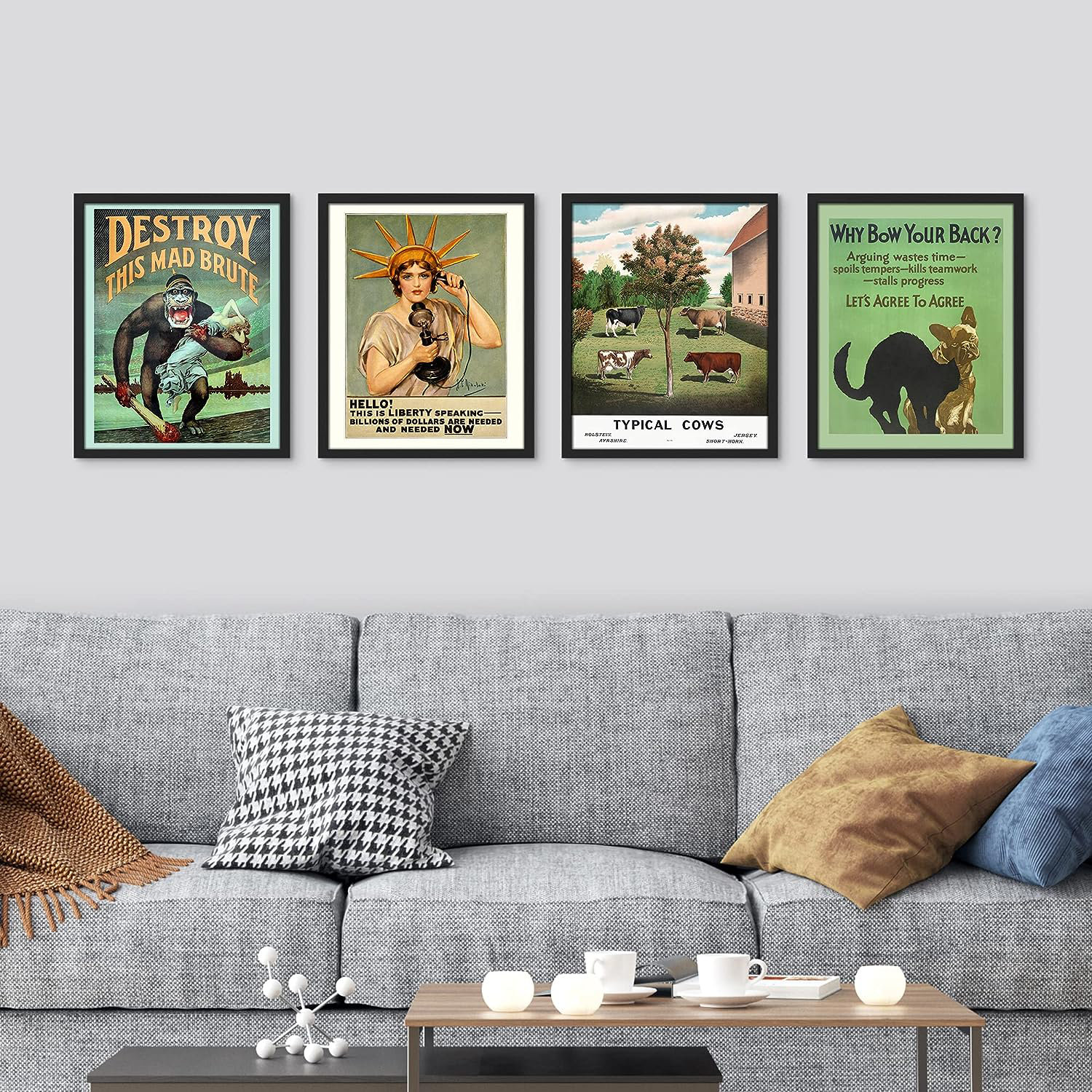 SIGNLEADER 1920s Vintage Poster Art Deco Nouveau Framed 4 Pieces Print ...