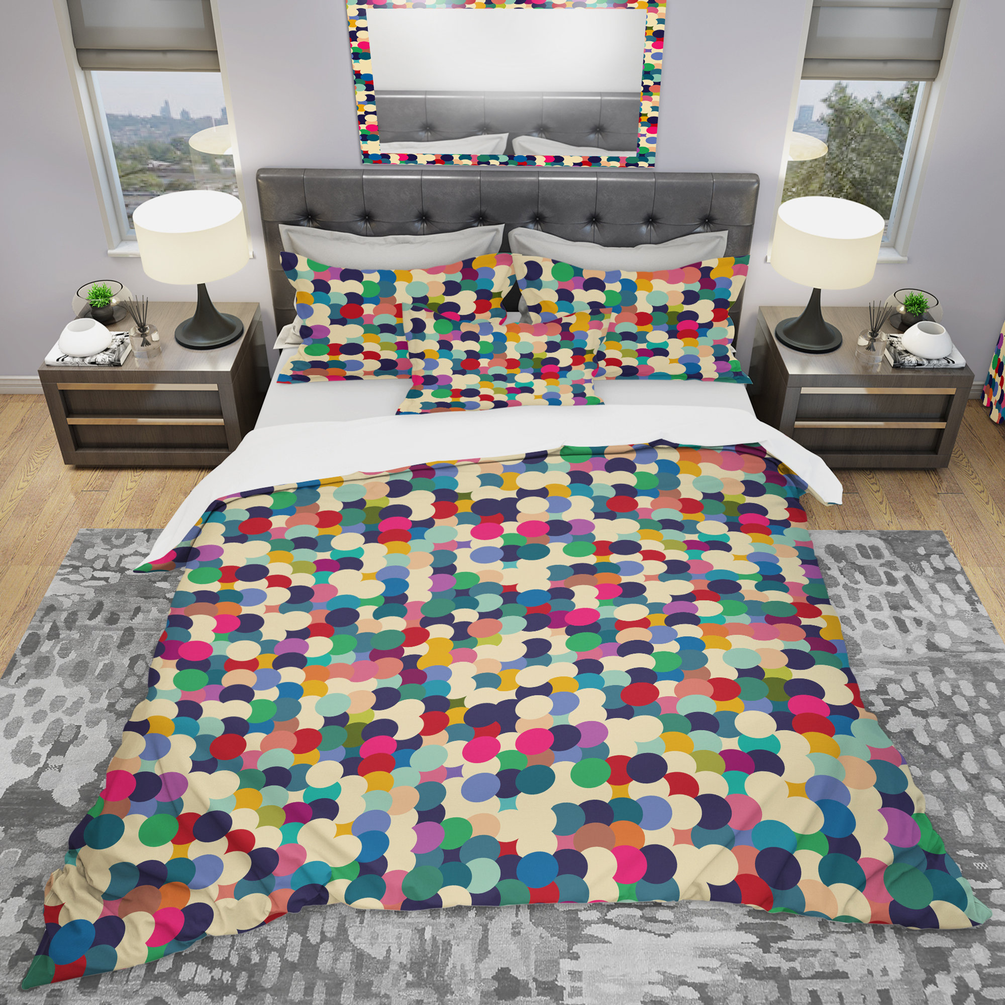 Design Art Geometric Pattern with Circles - Contemporary Abstract Duvet ...