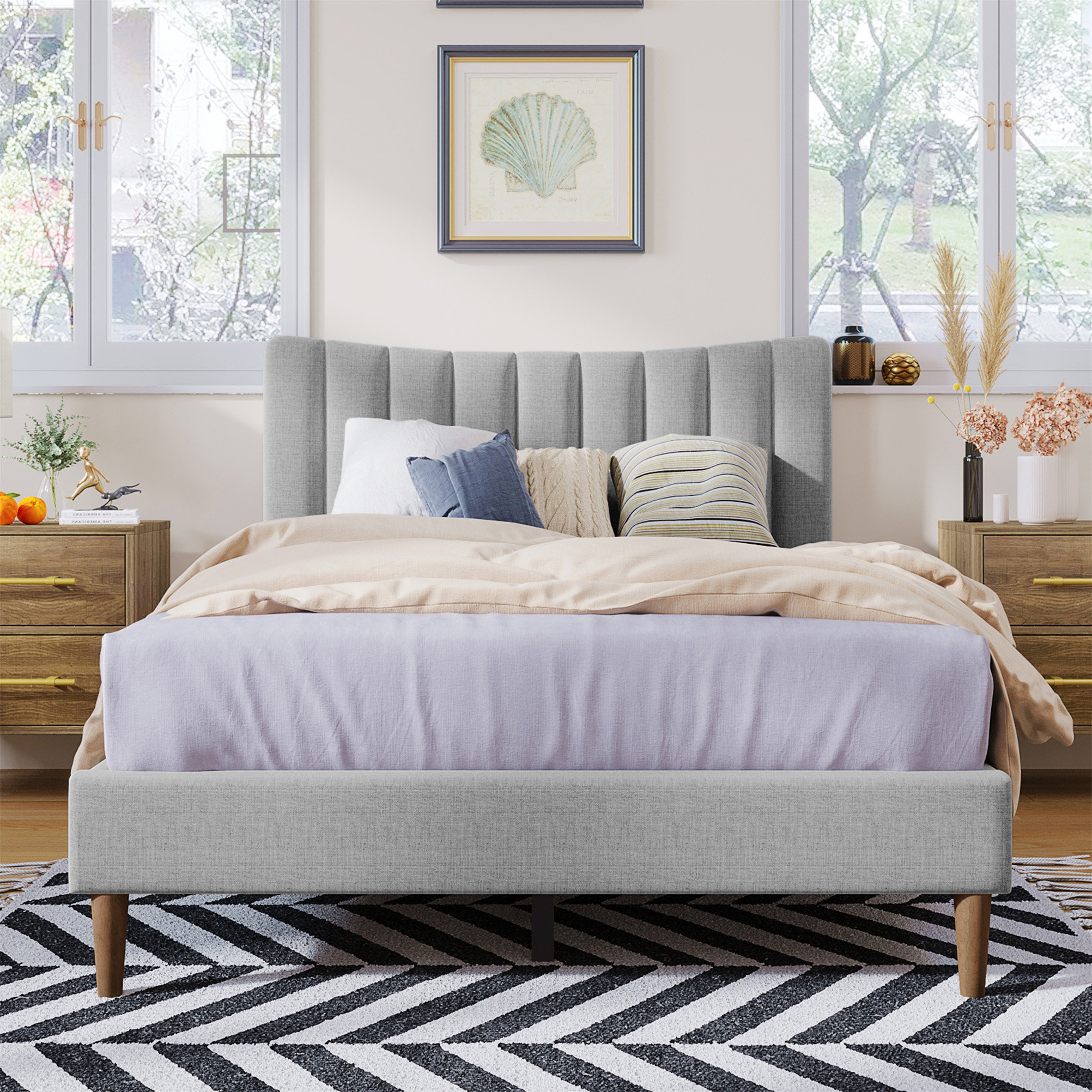 Latitude Run® Upholstered Platform Bed Frame With Vertical Channel ...