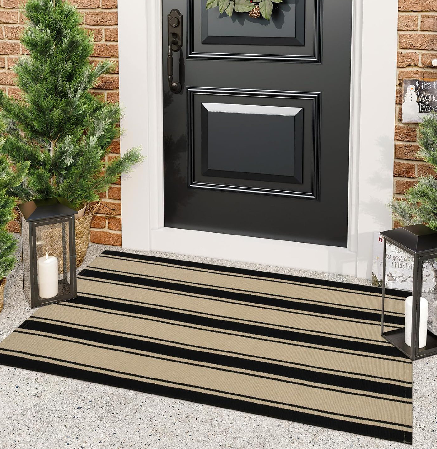 Rosalind Wheeler Front Door Mats Fall Decorations Striped Layered Door ...