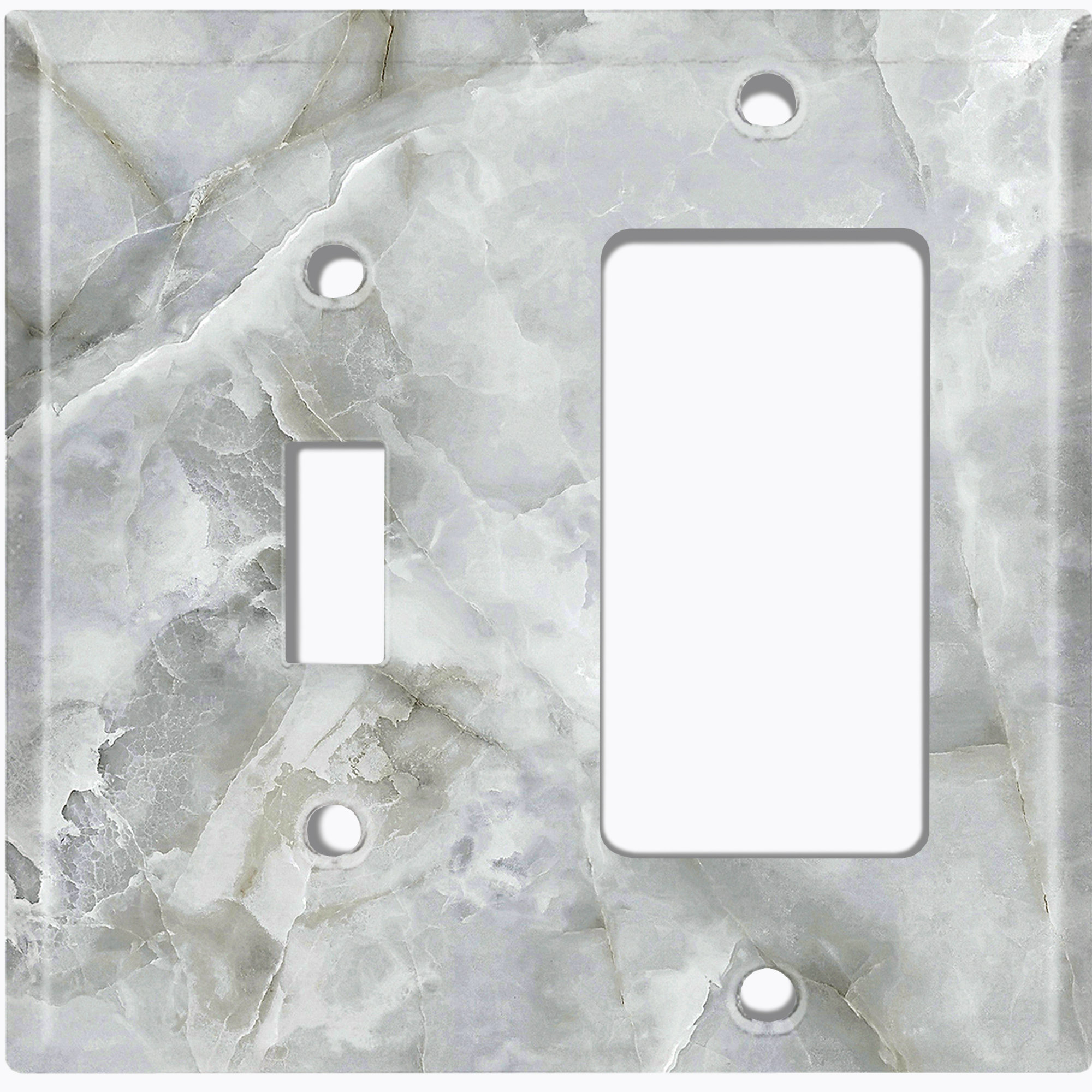 WorldAcc Metal Light Switch Plate Outlet Cover (Marble Grey Print 3 ...