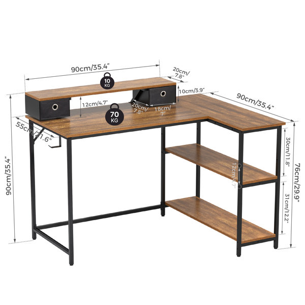 Borough Wharf Adjoa 120Cm W L-Shaped Computer Desk | Wayfair.co.uk